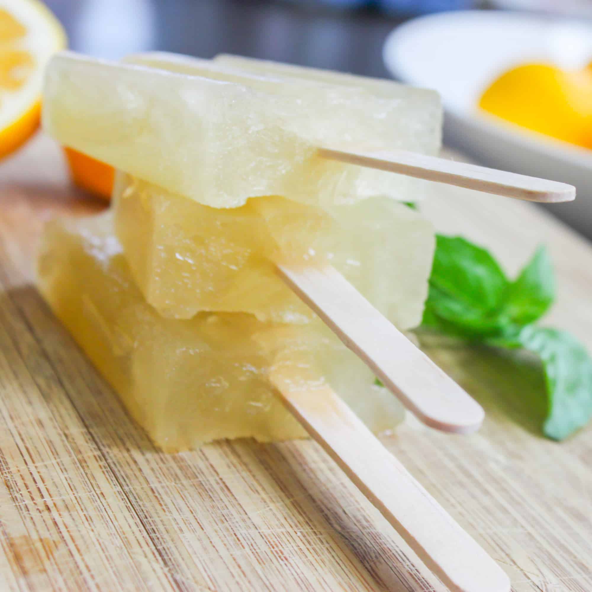 Green Tea, Basil and Meyer Lemon Popsicles