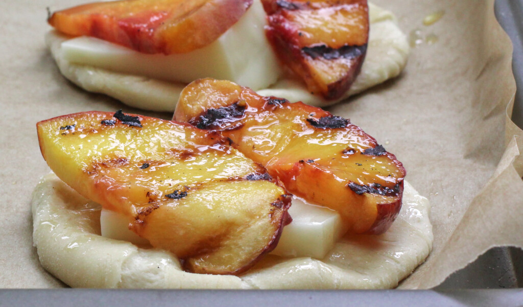 Mini Peach & Basil Pizzas