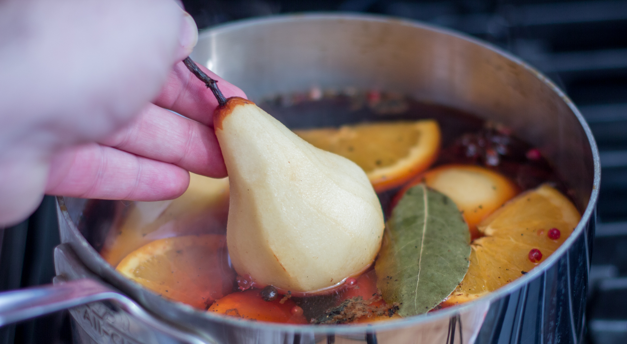 Red Tea Poached Pears