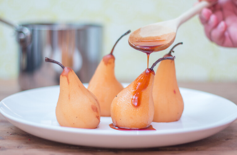 Red Tea Poached Pears