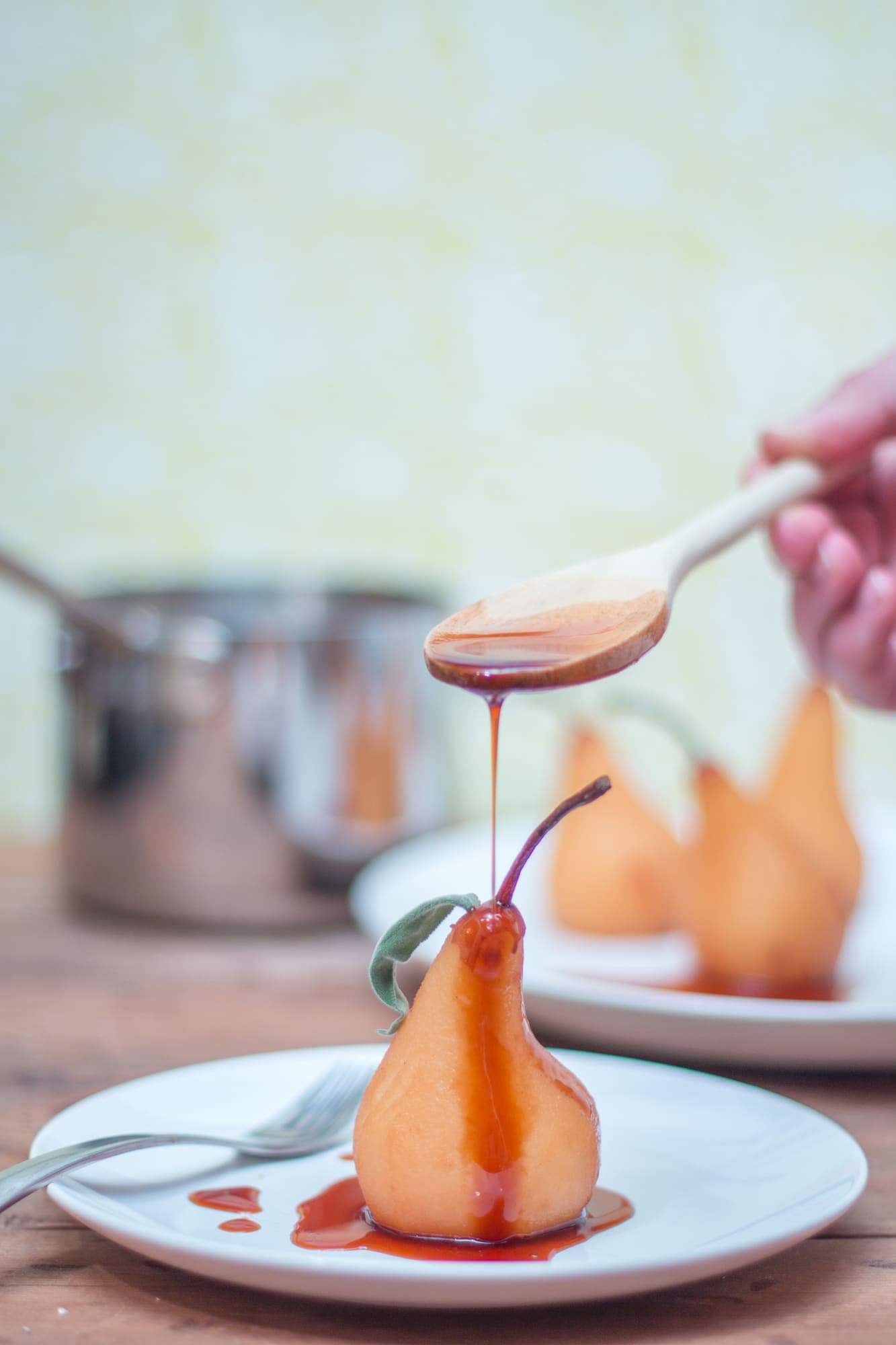Red Tea Poached Pears