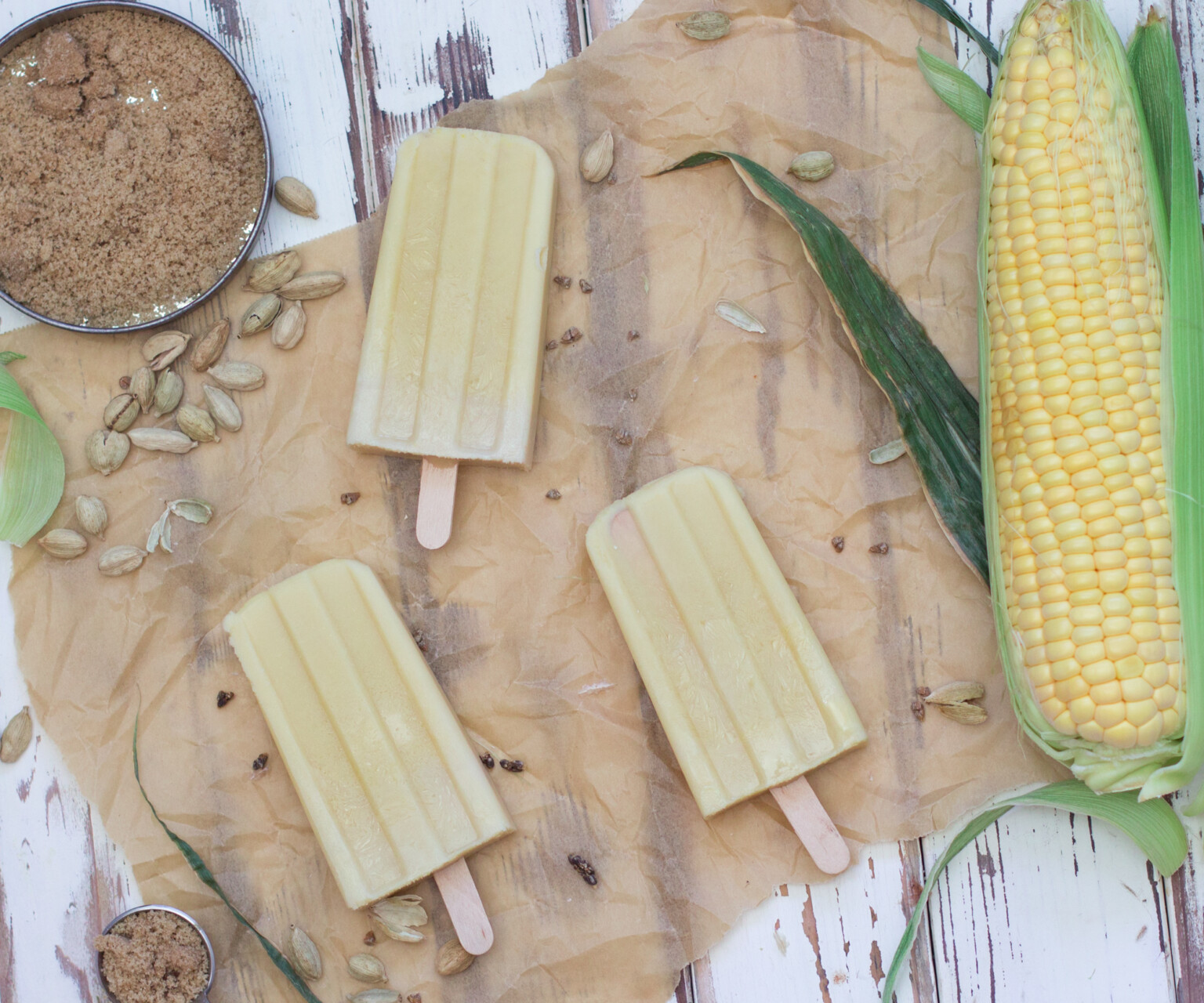 Sweet Corn & Cardamom Popsicles