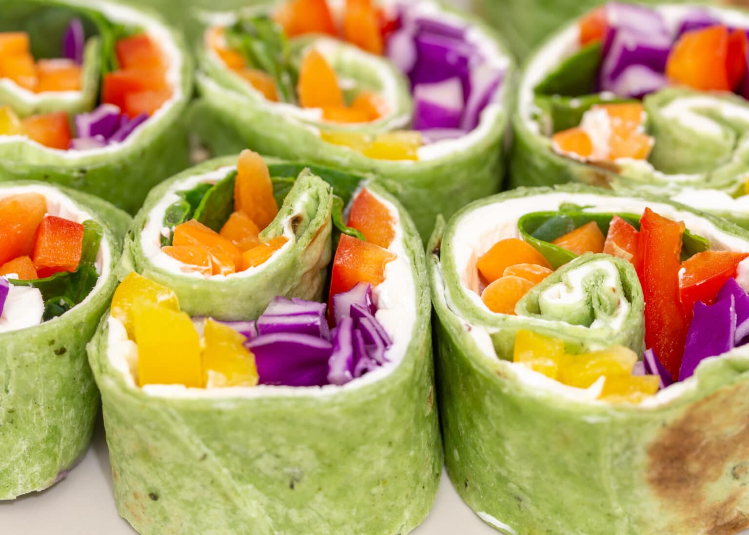 Veggie Rainbow Roll Ups with Spinach Tortillas - Jerry James Stone