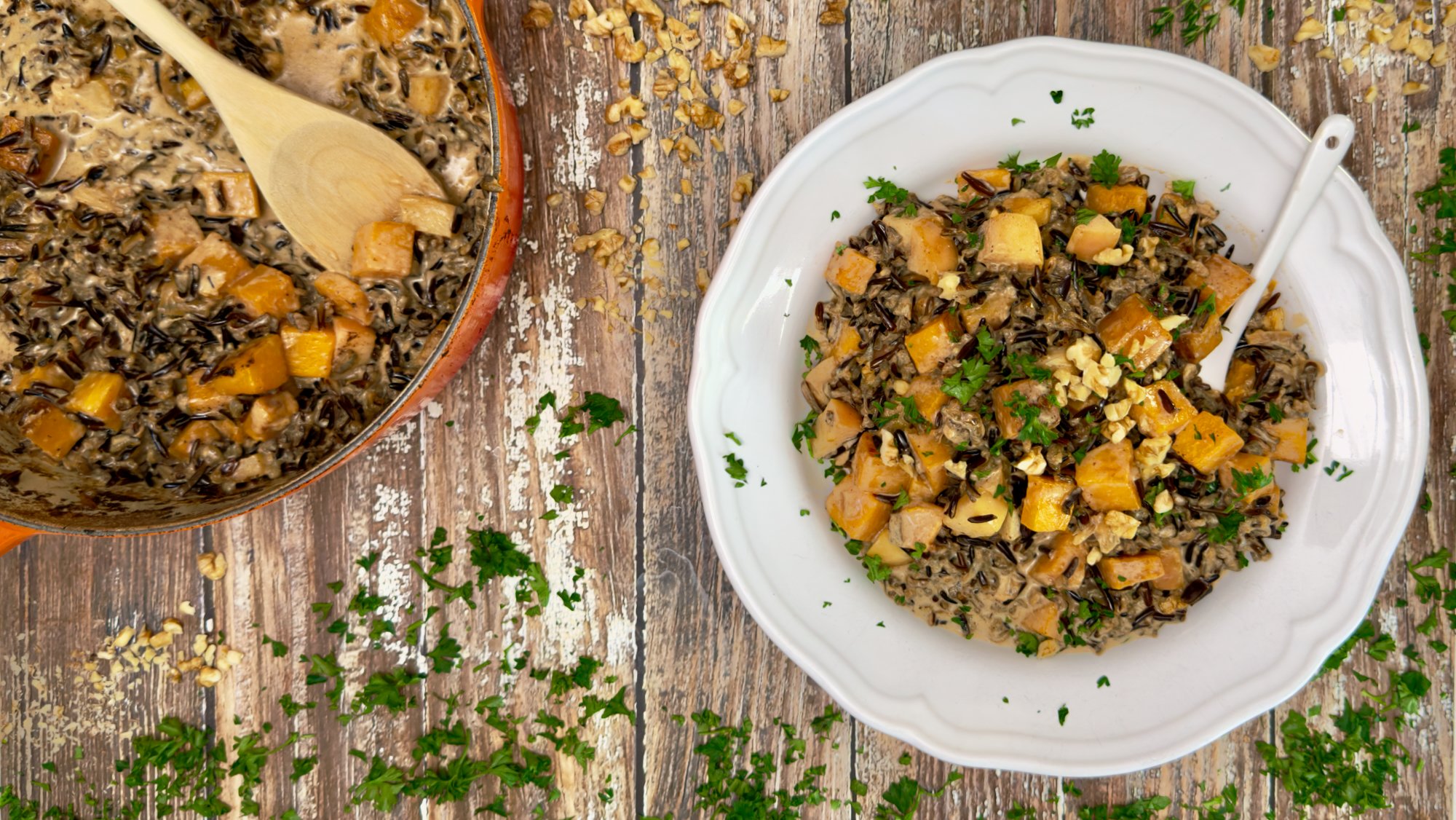 Creamy Wild Rice Baked Risotto with Butternut, Apple & Parmesan