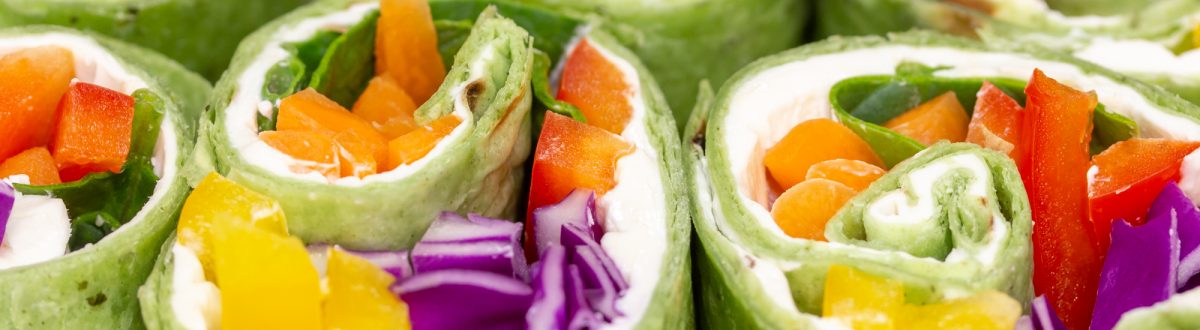 Veggie Rainbow Roll Ups with Spinach Tortillas